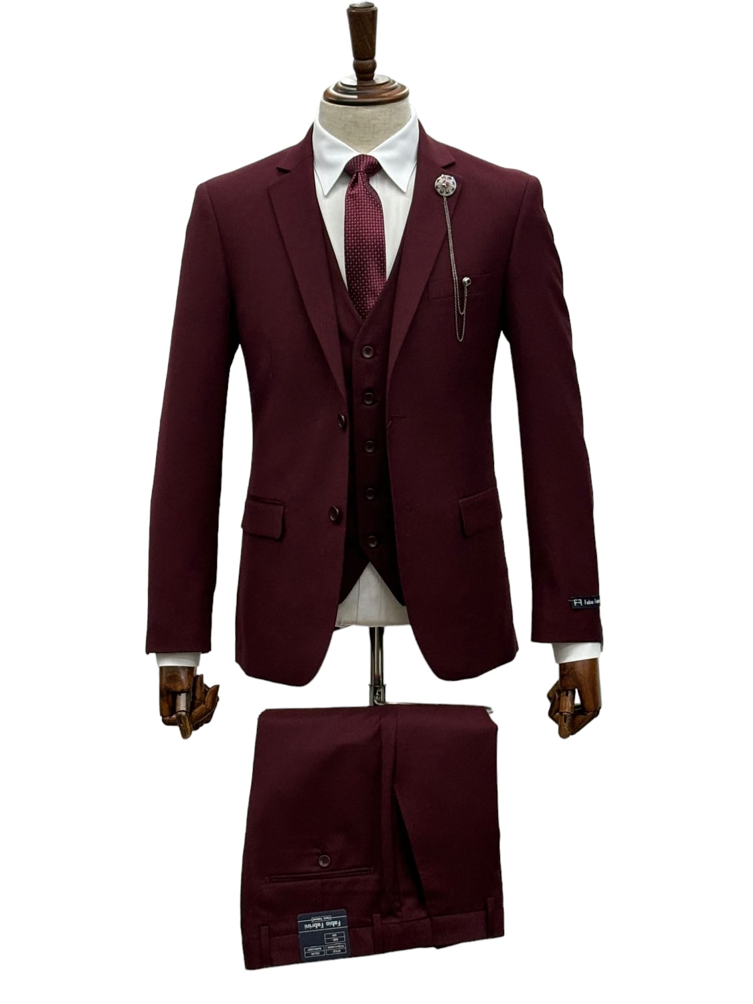 Fabio Fabrinni Slim Fit Burgundy 3 piece Suit – Giovanni Testi
