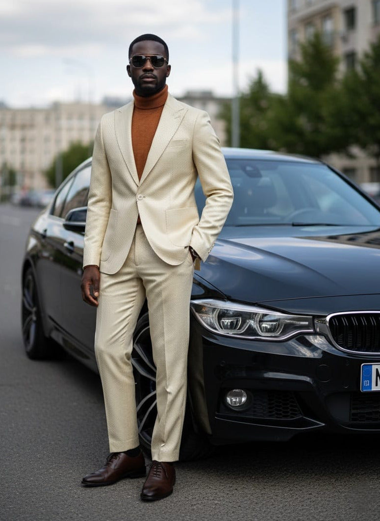 Giovanni Testi Slim Fit Faux Leather Suit