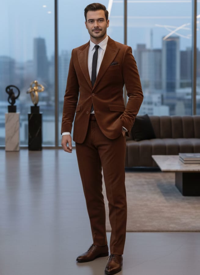 Giovanni Testi Slim Fit Velvet Suit
